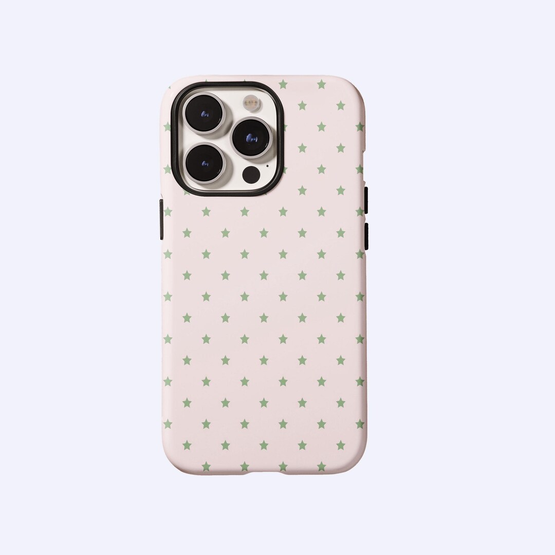 Light Pink and Light Green Stars Phone Case,retro Classic Girly ...