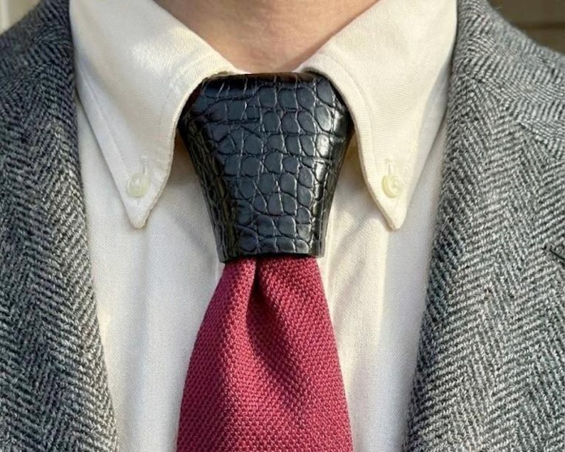 Leather Tie Knot Cover – Crocodile Texture Tie Accessory - Etsy