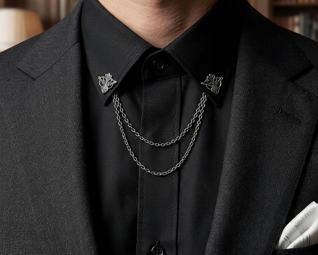 Pin de cadena para collar: accesorio de solapa dorado, plateado y ...