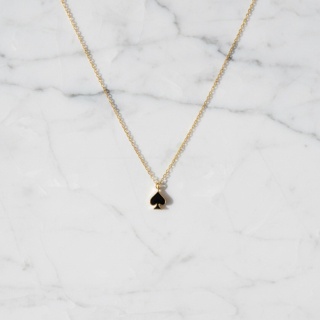 Spade Charm Necklace Gold, Ace of Spades Necklace, Poker Necklace ...
