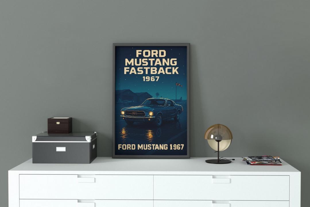 Ford Mustang Fastback 1967 Pixel Art Poster Classic American Muscle Car ...