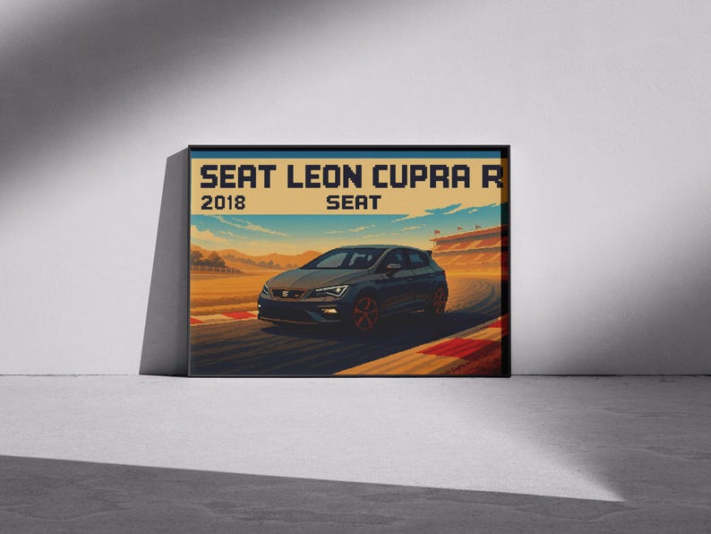 Seat Leon Cupra R Pixel Art Poster 2018 Hot Hatch Retro Racing Track ...