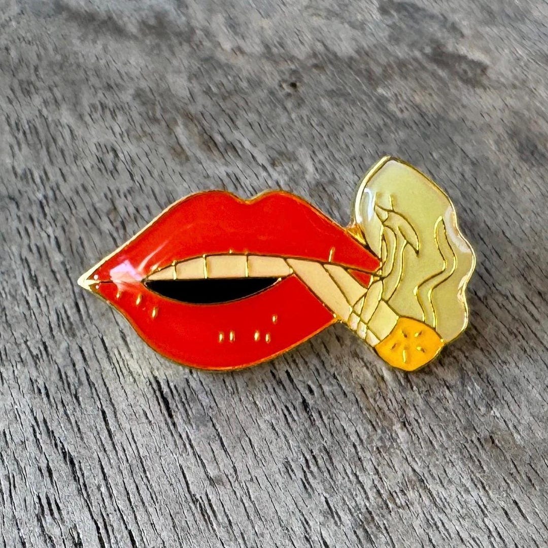 Smoking Lips Enamel Lapel Pin - Etsy