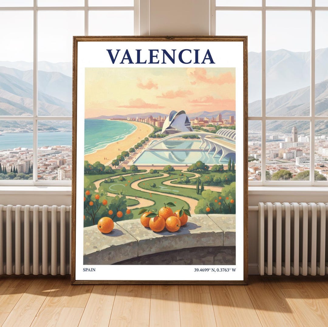 Valencia Coastal Vista Print – Spanish Cityscape Travel Art (digital ...