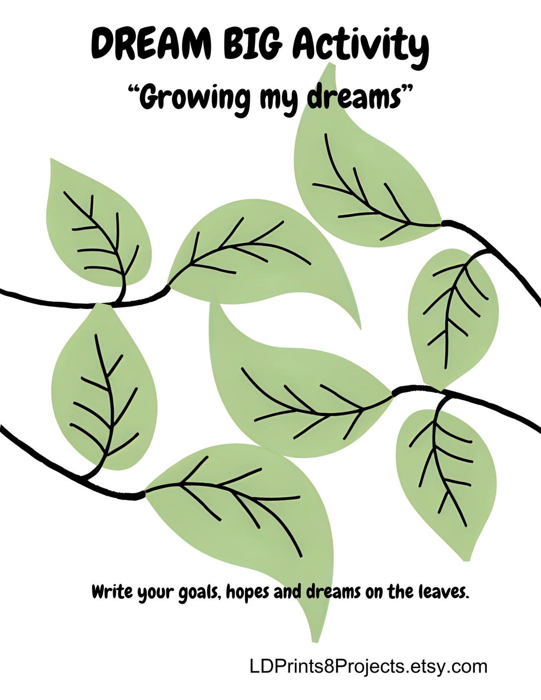 Dream Big - Handout Activity - "growing My Dreams" - Etsy