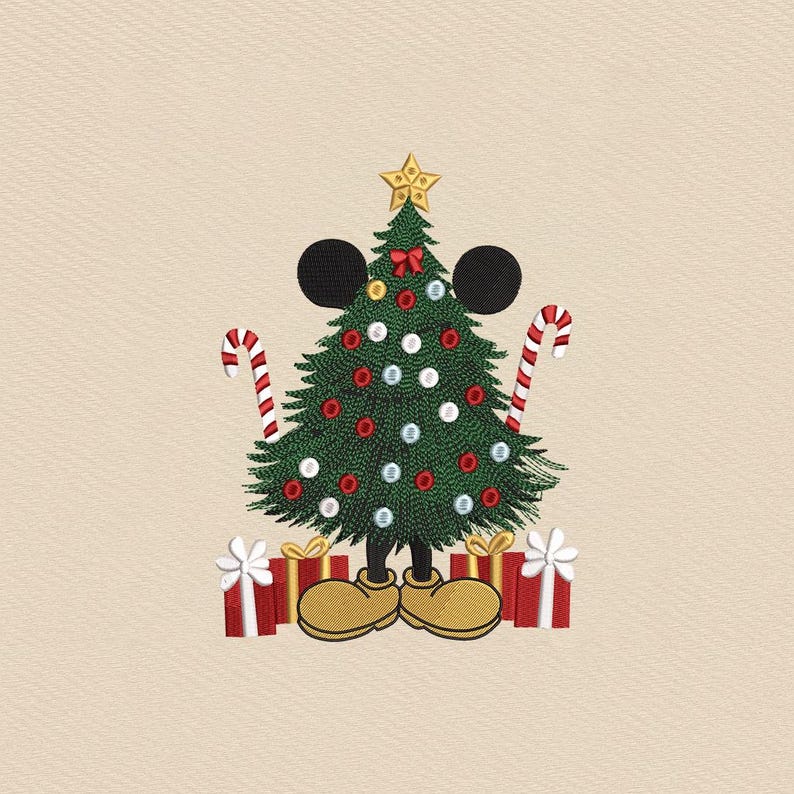 Christmas Tree Mickey Embroidery Design, Holiday Stitch File, Cute Xmas ...