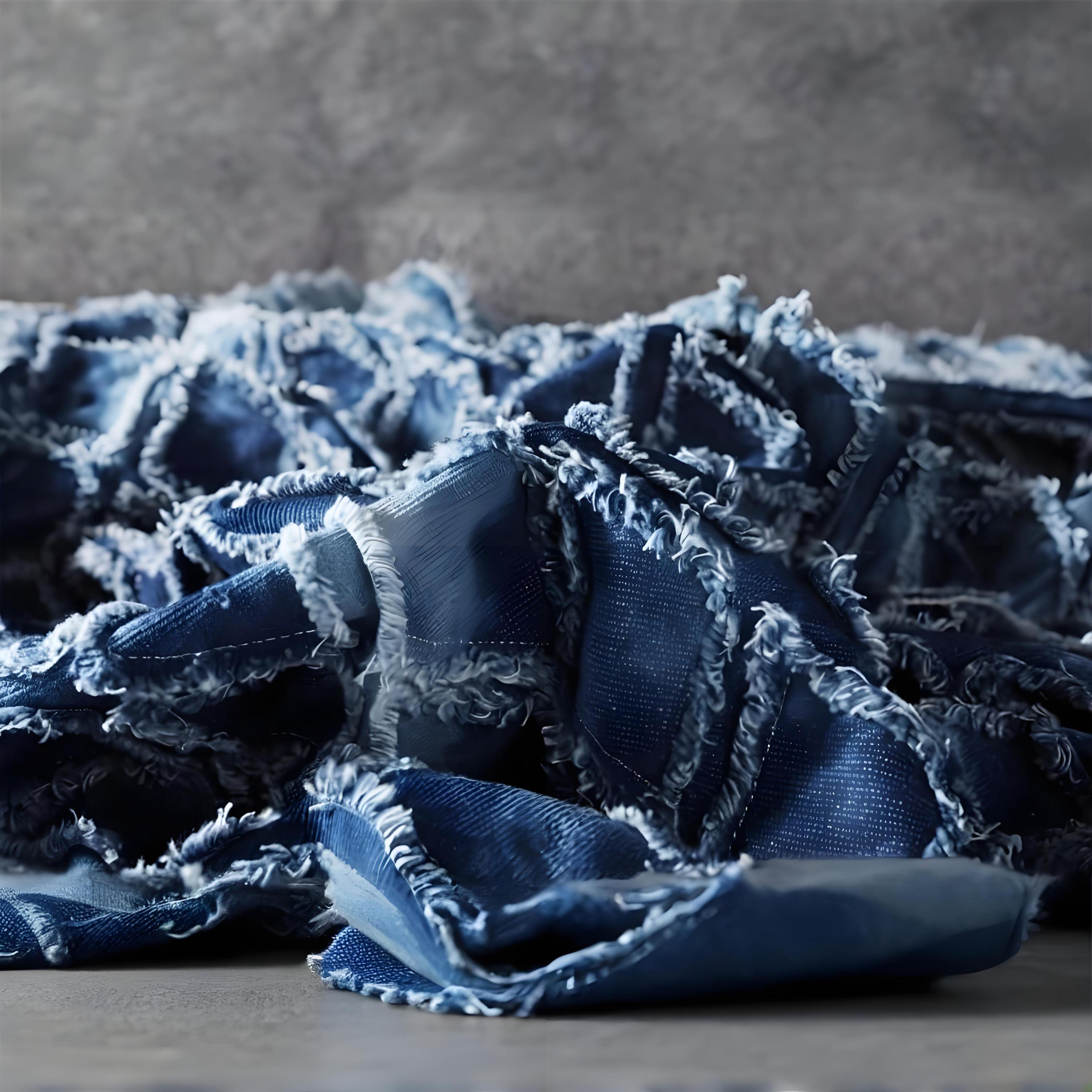 Shibori Denim Fabric - 3D Geometric Texture Washed Cotton for Avant ...