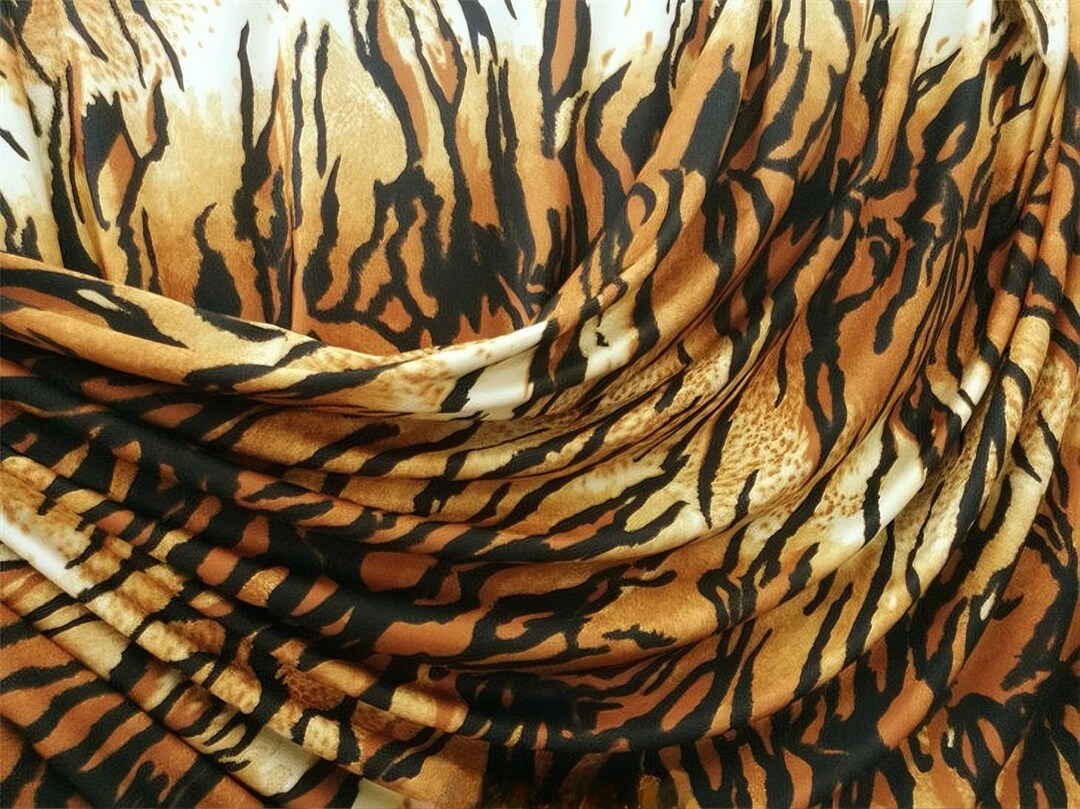 Tiger Leopard Print Stretch Fabric, High Elasticity Drape Material for ...