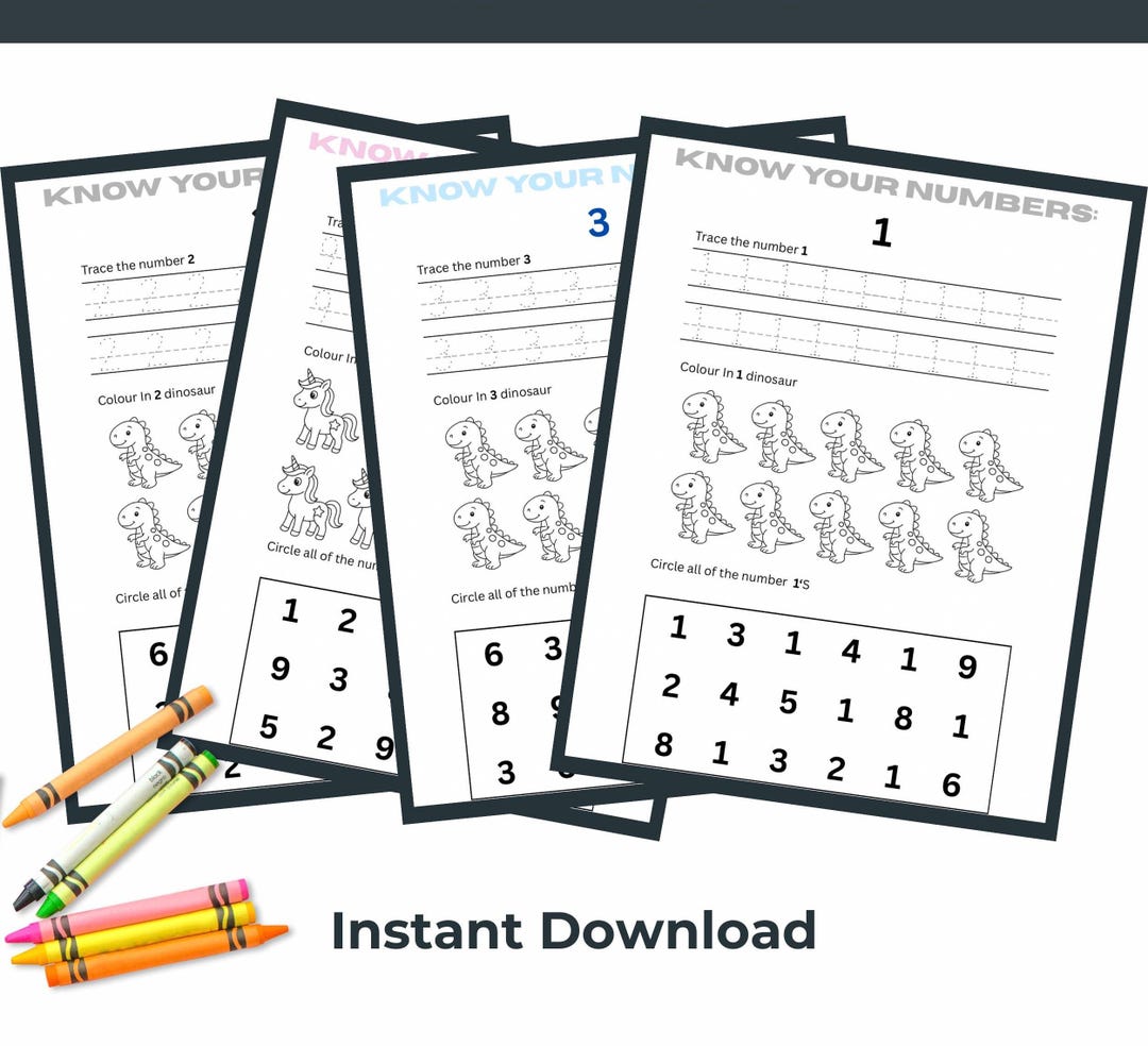 Printable Number Activity Book for Kids 3–4 Pink, Blue, Grey Versions ...