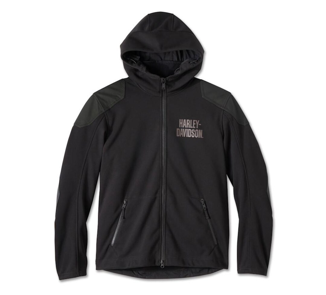 Men’s Black Motorcycle Fleece Hoodie – Skull Graphic Biker Zip-up ...