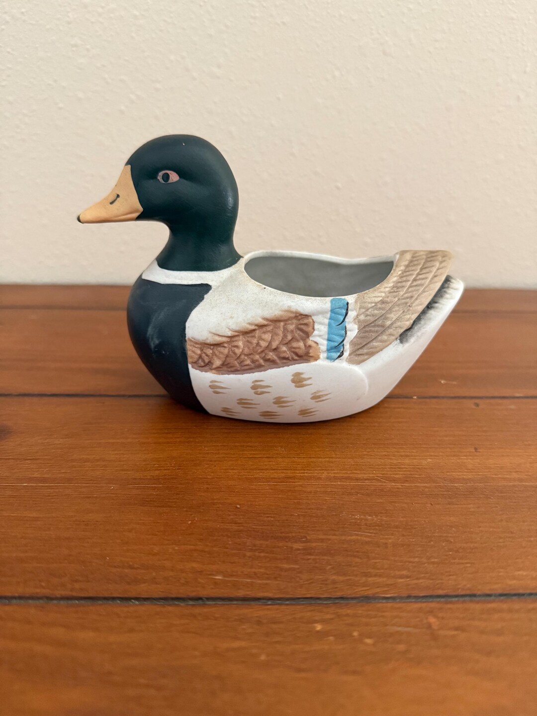 Vintage Hand Painted Mallard Duck Planter - Etsy
