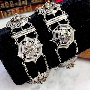 Antique Late 1800s Victorian Spiderweb Jewelry Suite, Sterling Silver ...