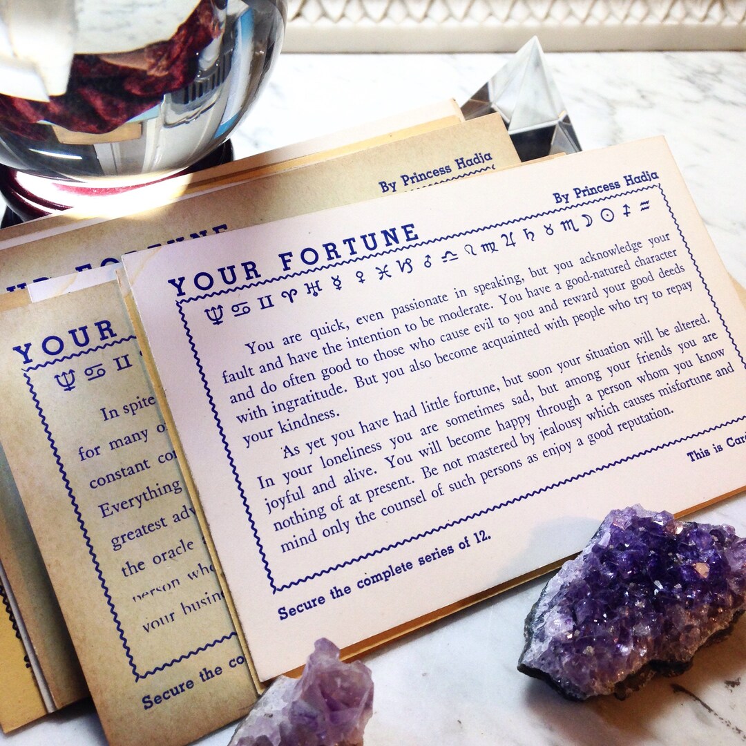 Original Vintage 1950's Your Fortune Cards - 12 Fortunes by Princess ...