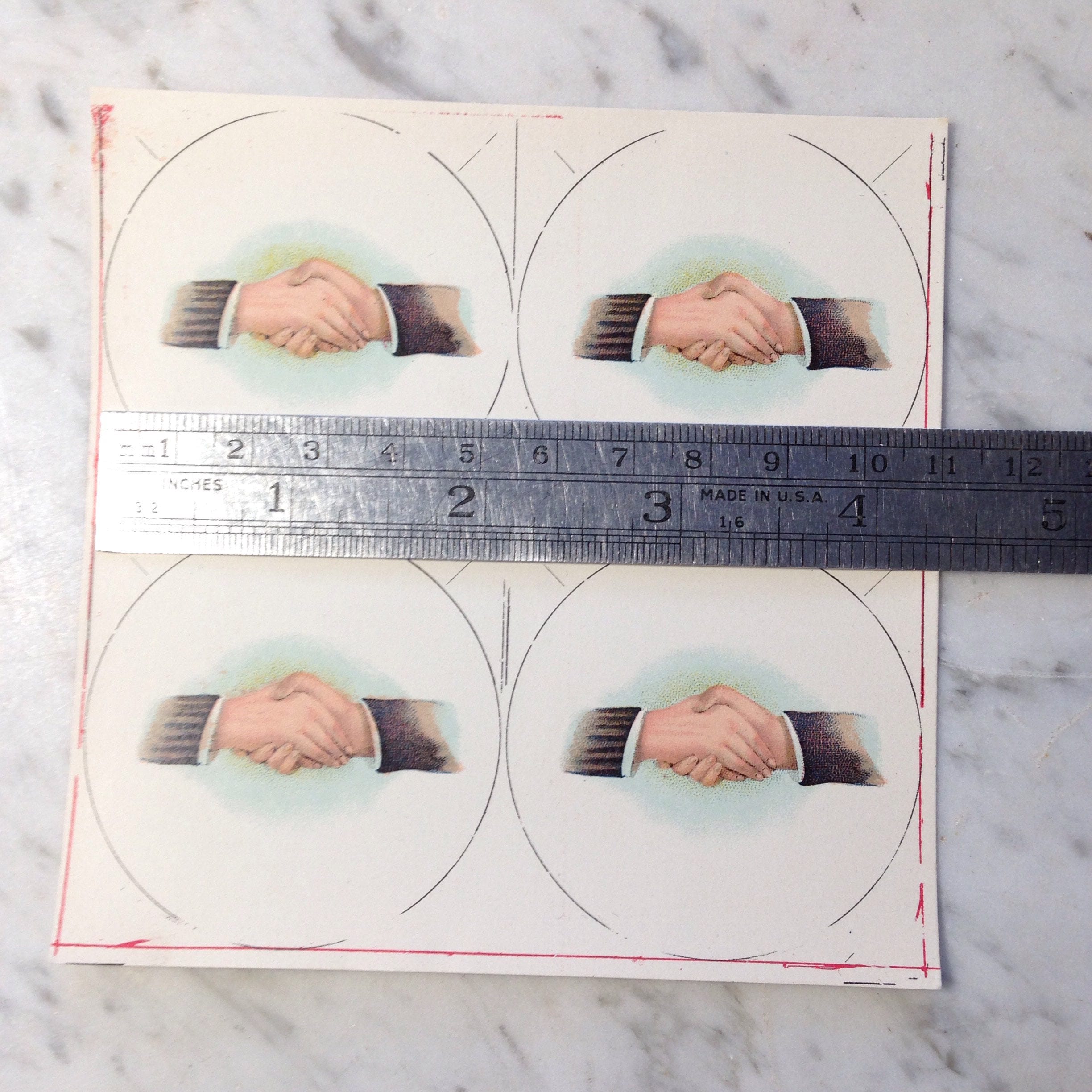 Antique Fraternal Handshake Lithograph Badge Inserts four to a | Etsy