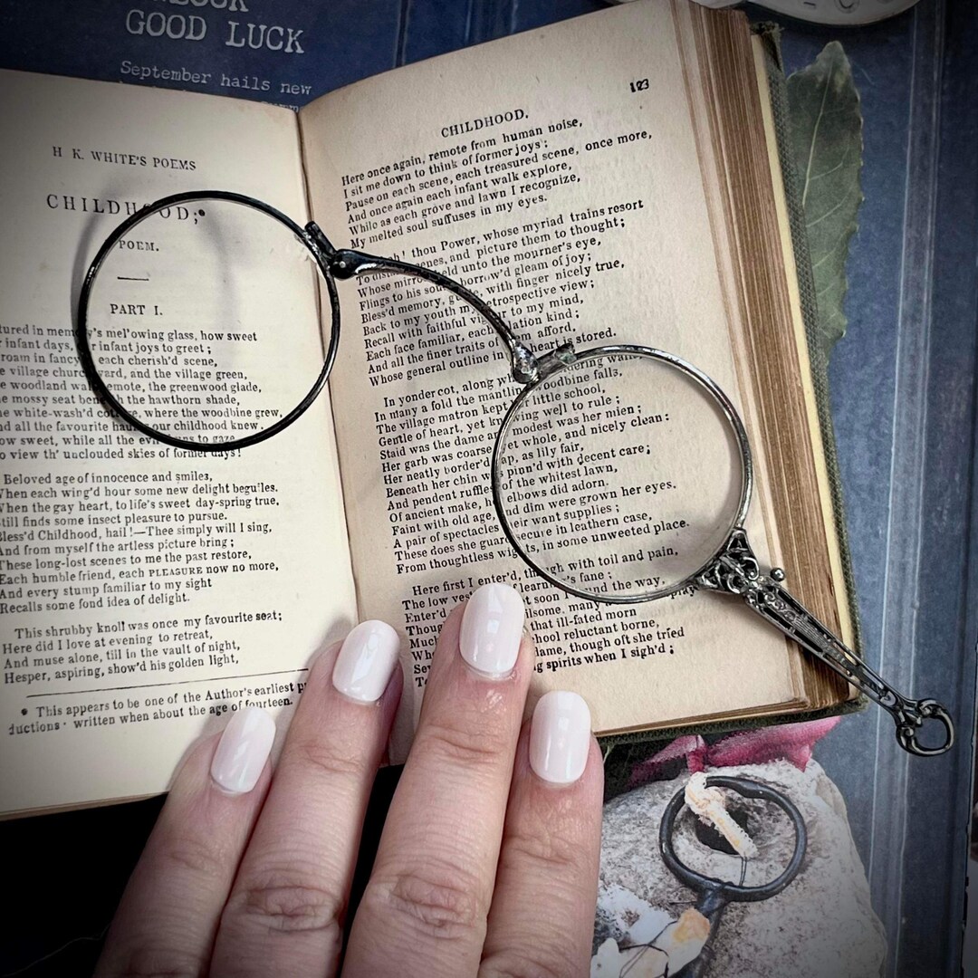 Antique Spring Motion Folding Reading Glasses, Victorian Era ...