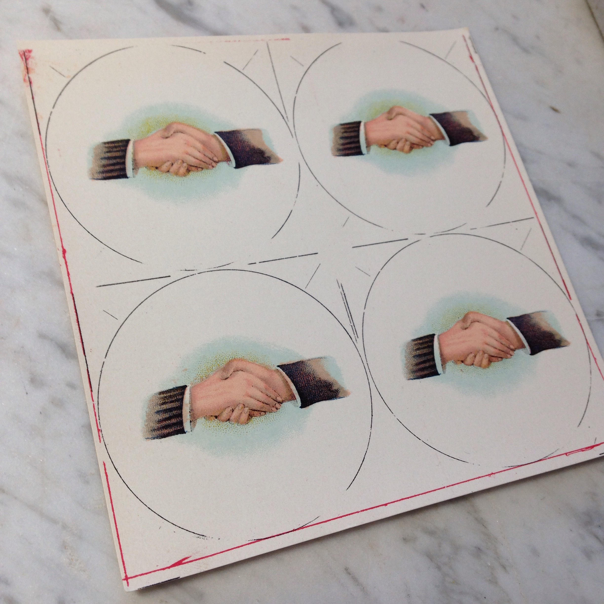 Antique Fraternal Handshake Lithograph Badge Inserts four to a | Etsy