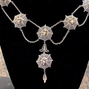 Antique Late 1800s Victorian Spiderweb Jewelry Suite, Sterling Silver ...