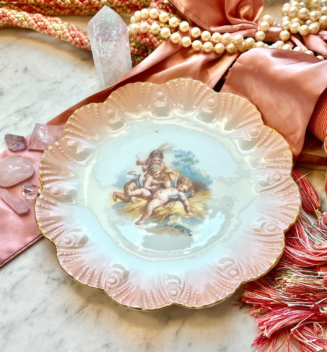 Vintage Austrian Porcelain Rococo Style Dessert Plate, Cherubs ...