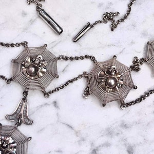 Antique Late 1800s Victorian Spiderweb Jewelry Suite, Sterling Silver ...
