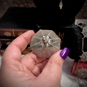 Antique Late 1800s Victorian Spiderweb Jewelry Suite, Sterling Silver ...