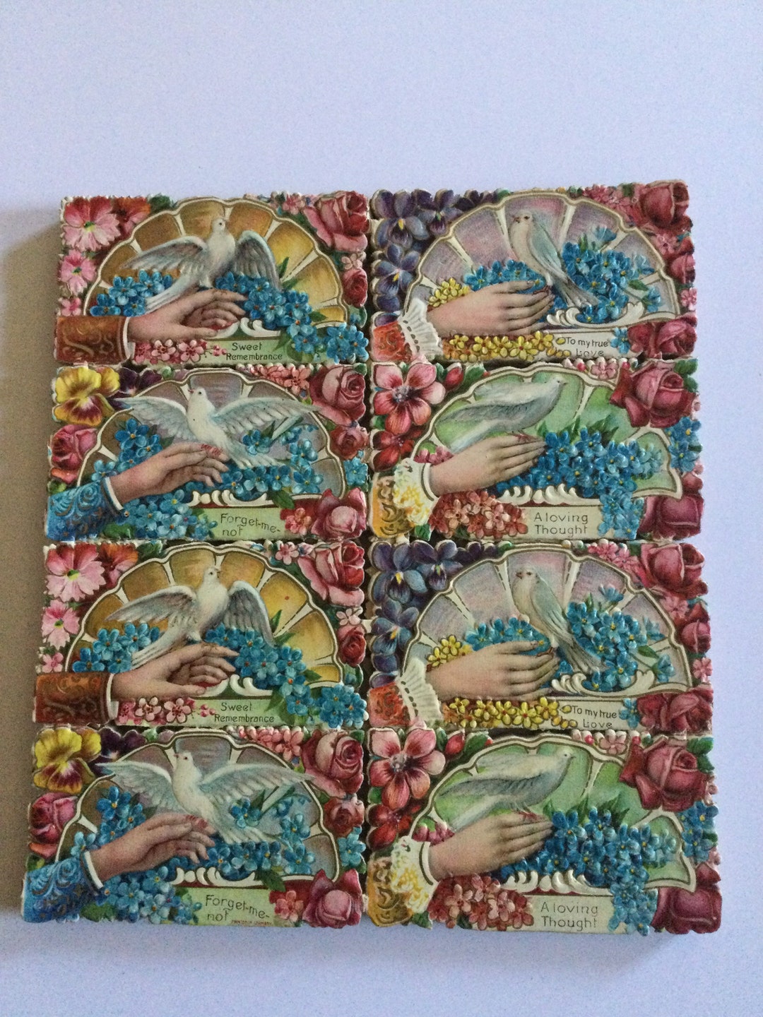 Excellent Uncut Sheet of Victorian Die Cut Calling Cards, Love ...