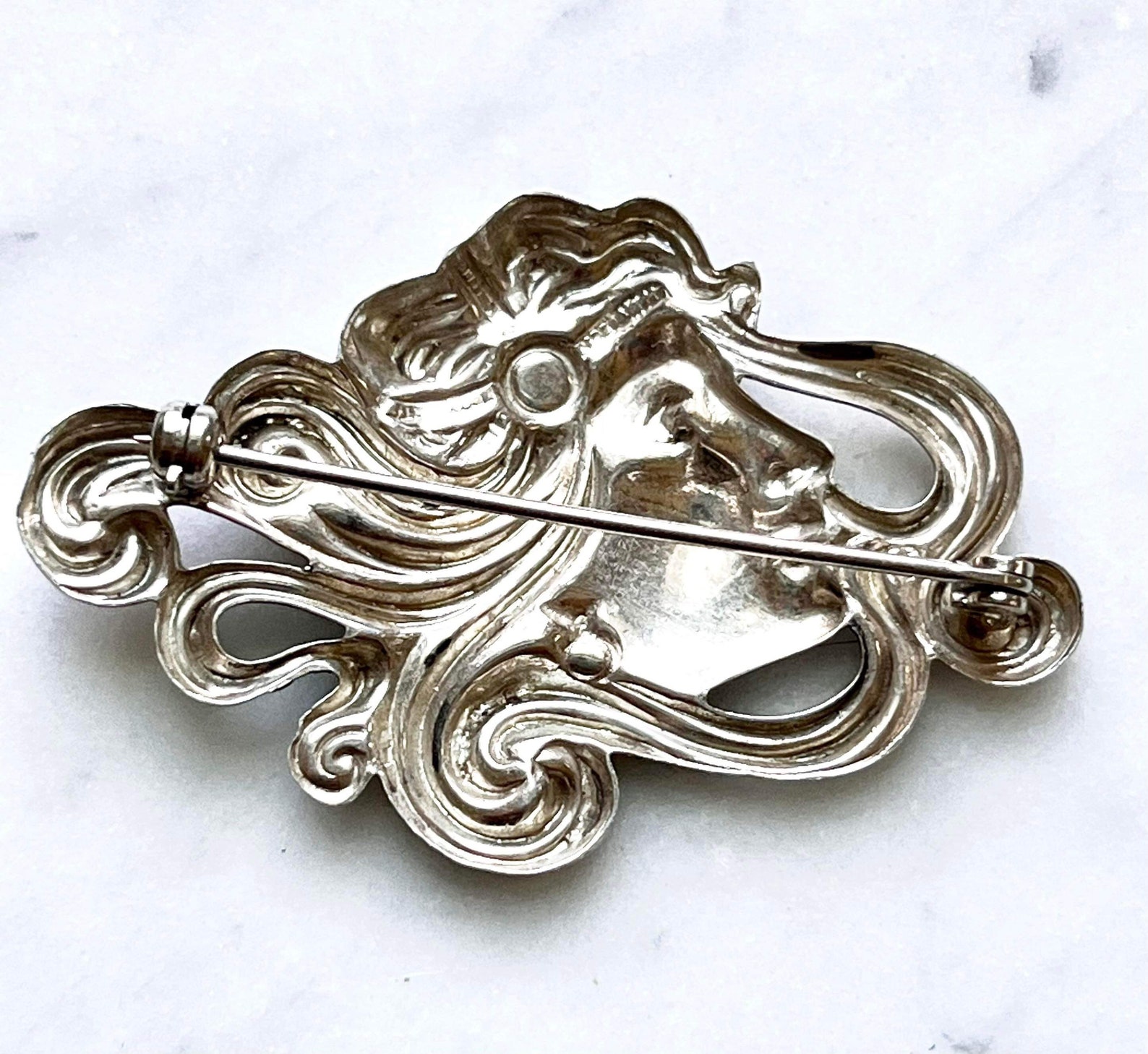 Art Nouveau Style Wind Goddess Brooch in Sterling Silver C. - Etsy