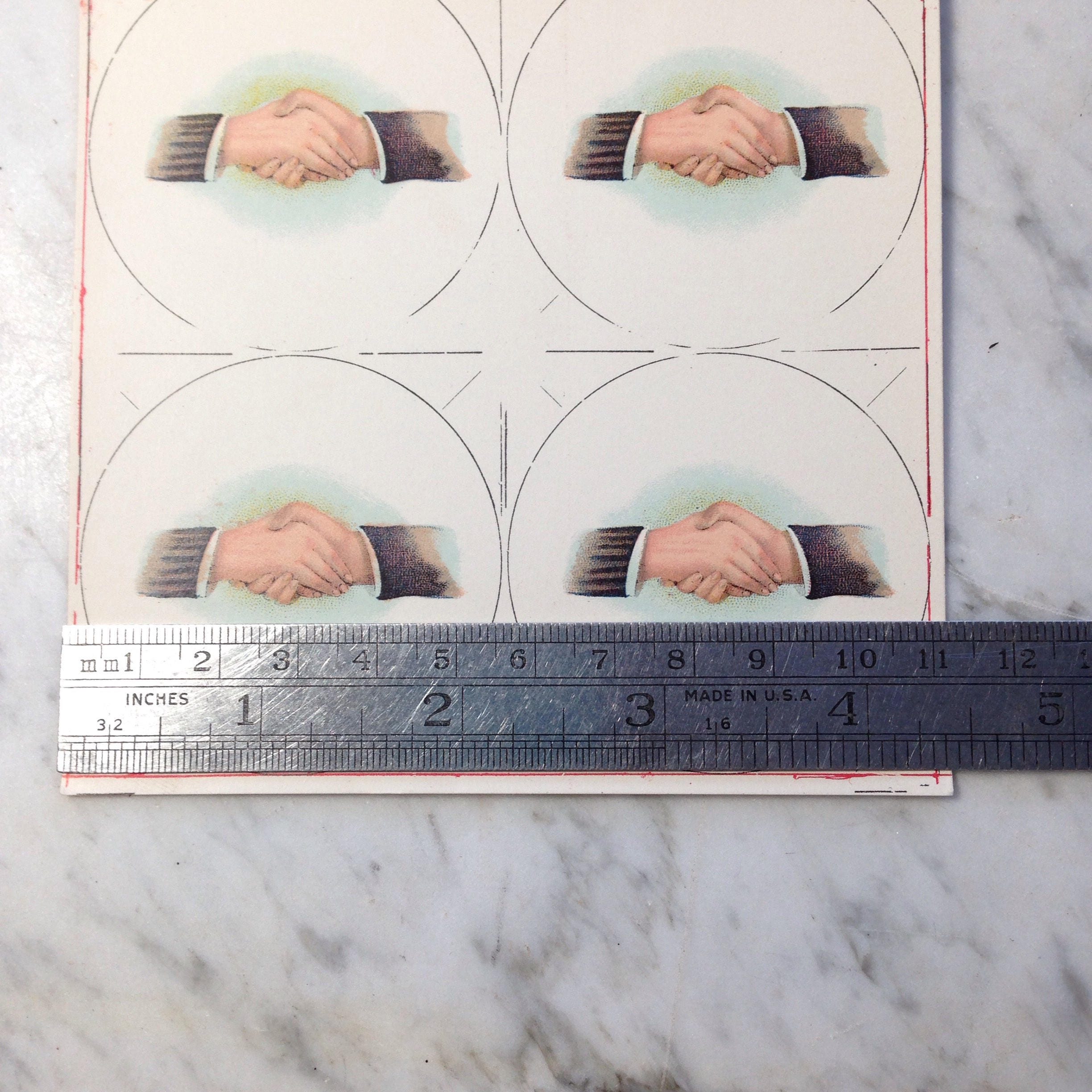 Antique Fraternal Handshake Lithograph Badge Inserts four to a | Etsy