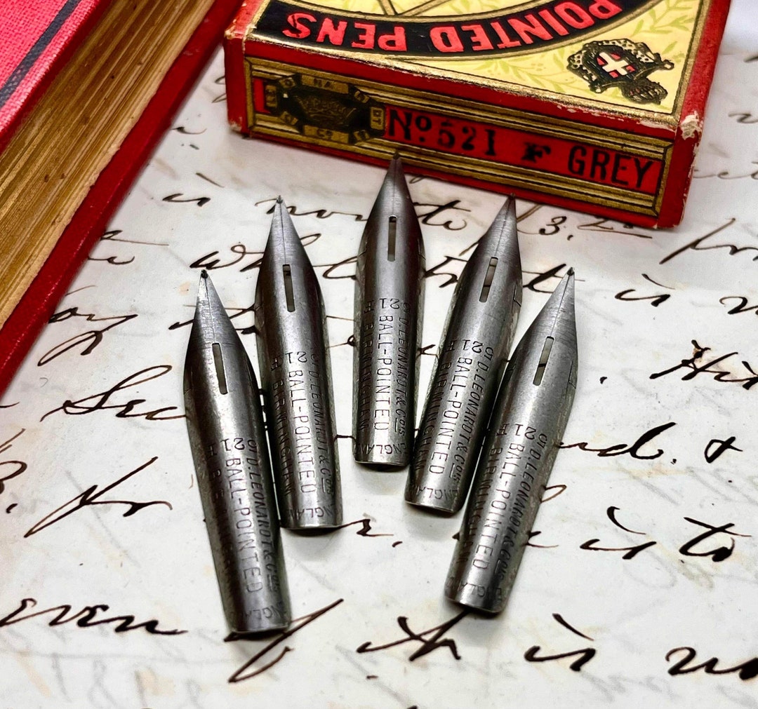 New Old Stock Pen Nibs Lot of 5, D. Leonardt #521F Gray, Ball Pointed ...