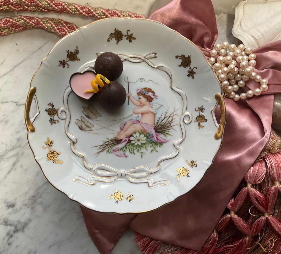 Vintage Porcelain Rococo Style Dessert Stand, Cherub With Butterfly ...