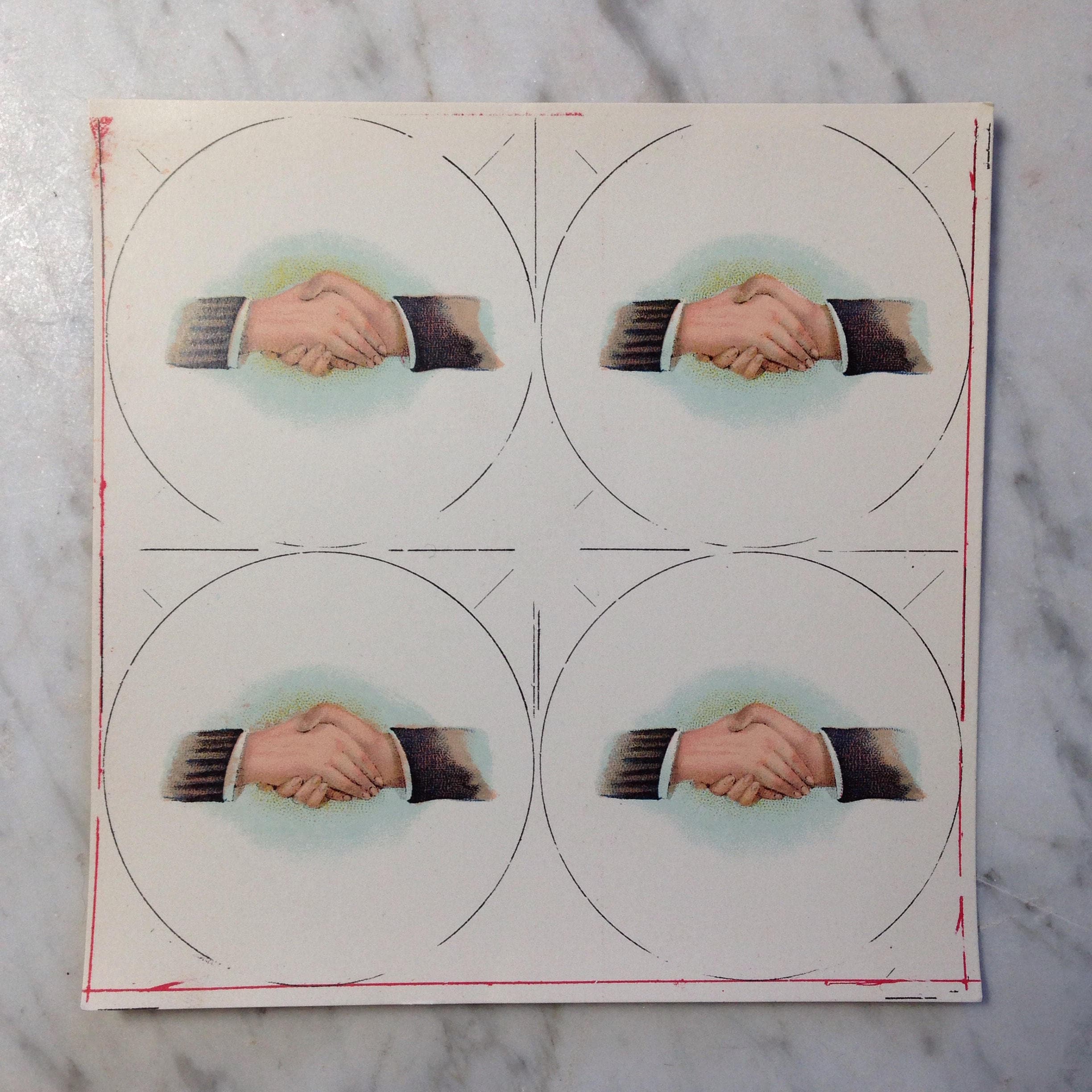 Antique Fraternal Handshake Lithograph Badge Inserts four to a | Etsy