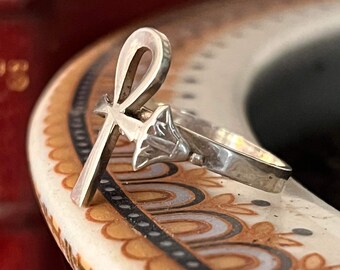 Lotus and Ankh Ring - Etsy