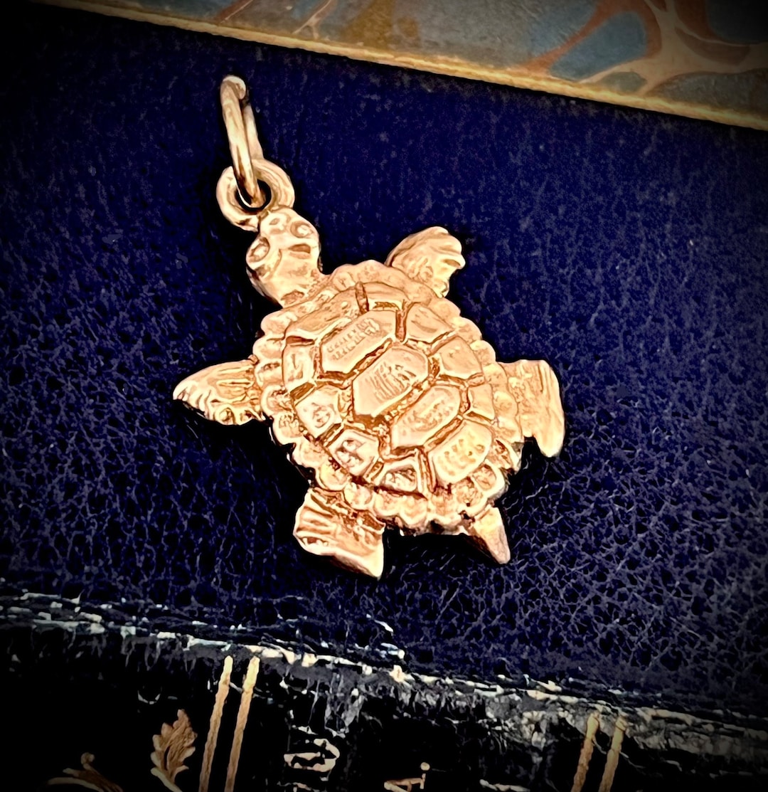Vintage 14k Solid Gold Turtle Charm Tortoise Sea Turtle Reptile Charm ...
