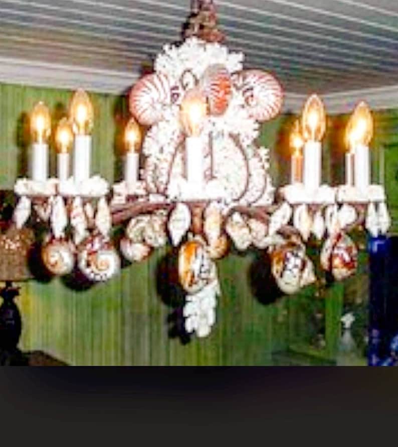 Seashell Chandelier. Custom Seashell Chandelier. Seashell and Coral ...