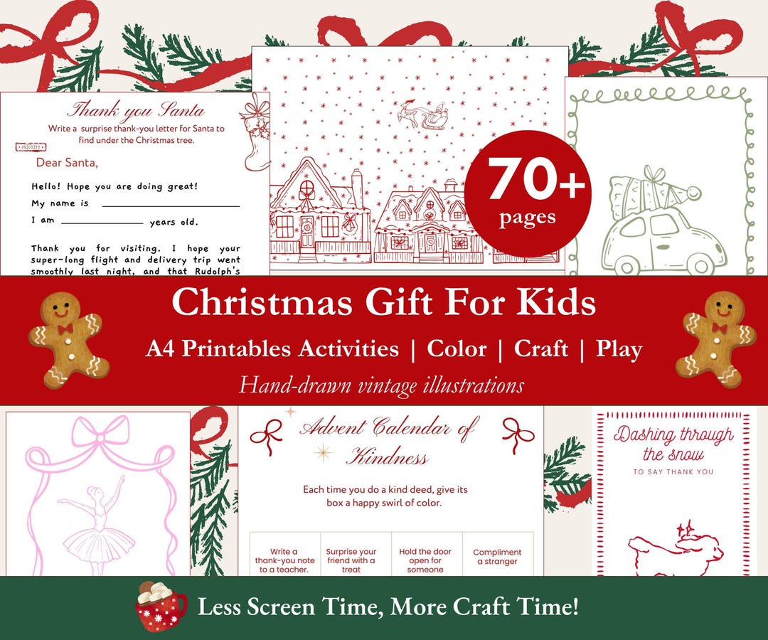 Kids Christmas Craft Bundle | Printable Holiday Advent Calendar and ...