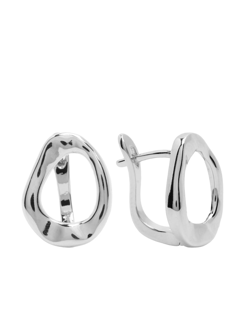 Oval Irregular Earrings, Sterling Silver, Stud Earrings, Huggies, Stud ...