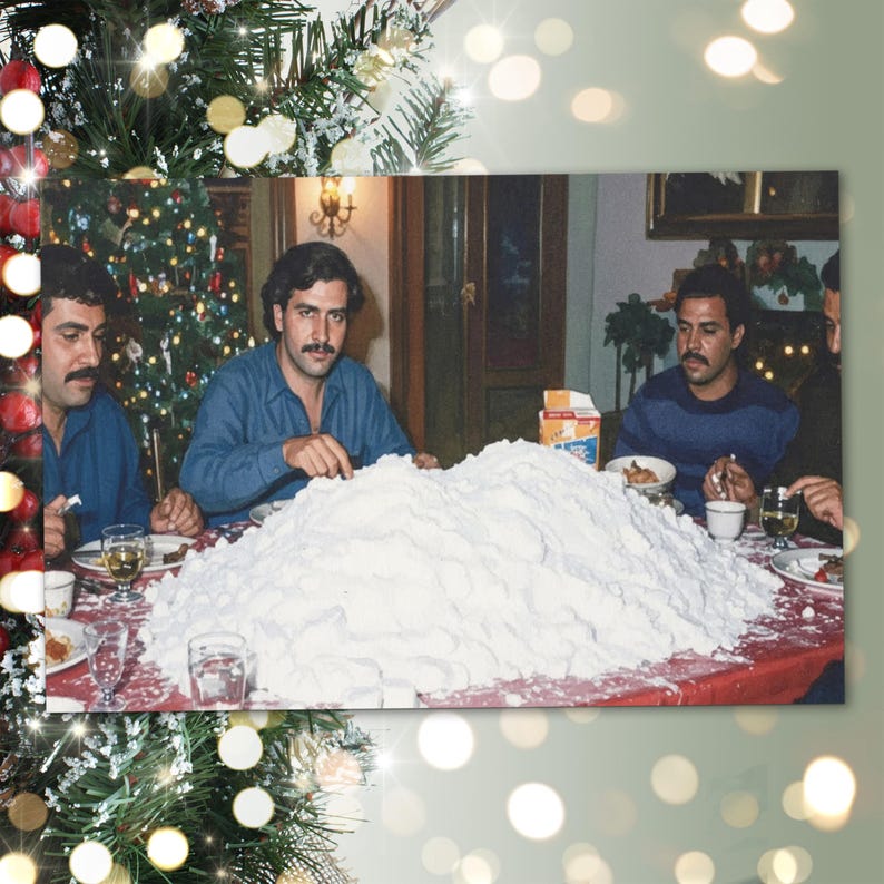 Pablo Escobar Cocaine Christmas Dinner Card - Etsy