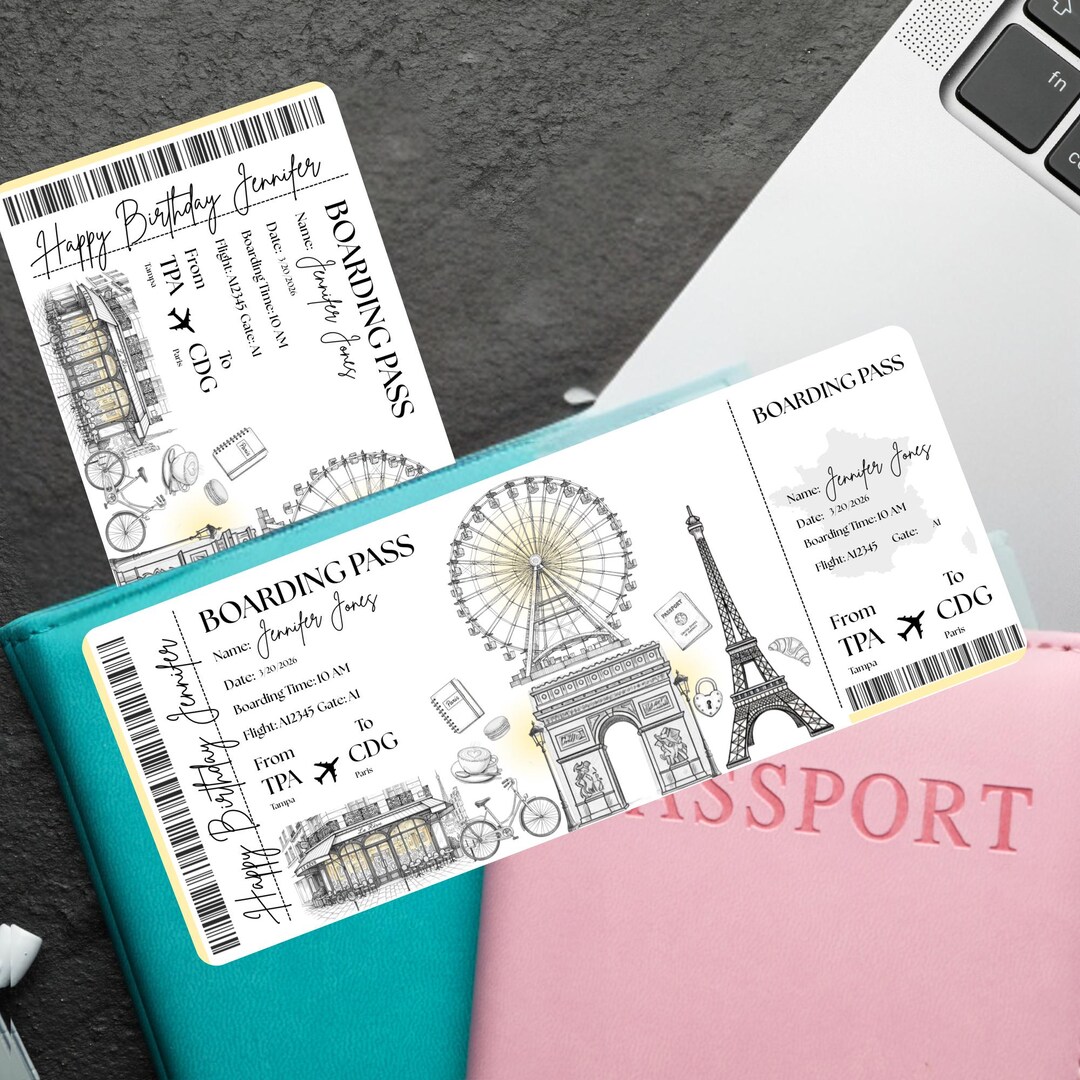 Editable Boarding Pass Template, Printable Plane Ticket, Personalized ...