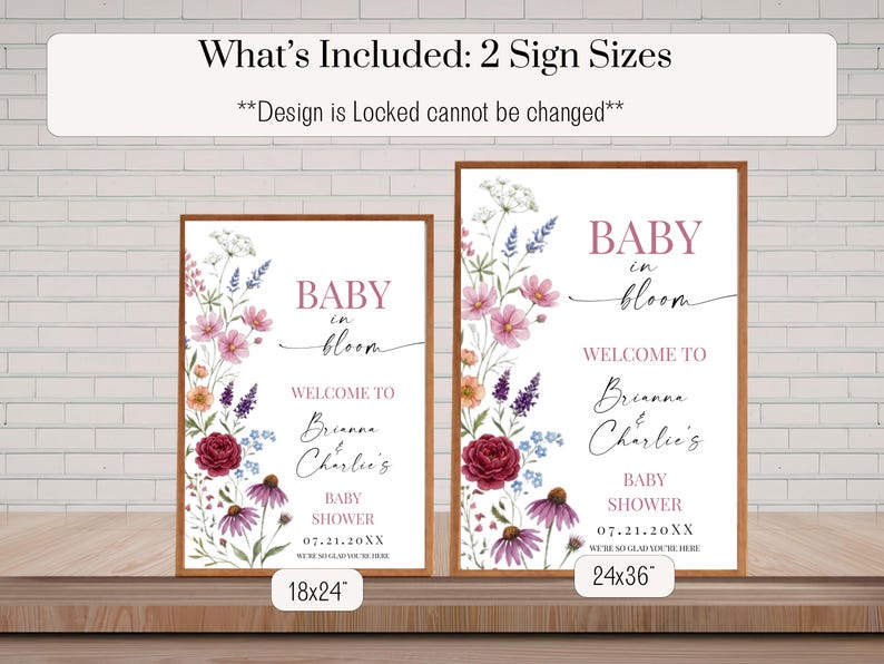 Floral Baby Shower Welcome Sign, Baby in Bloom Party Decor, Garden ...