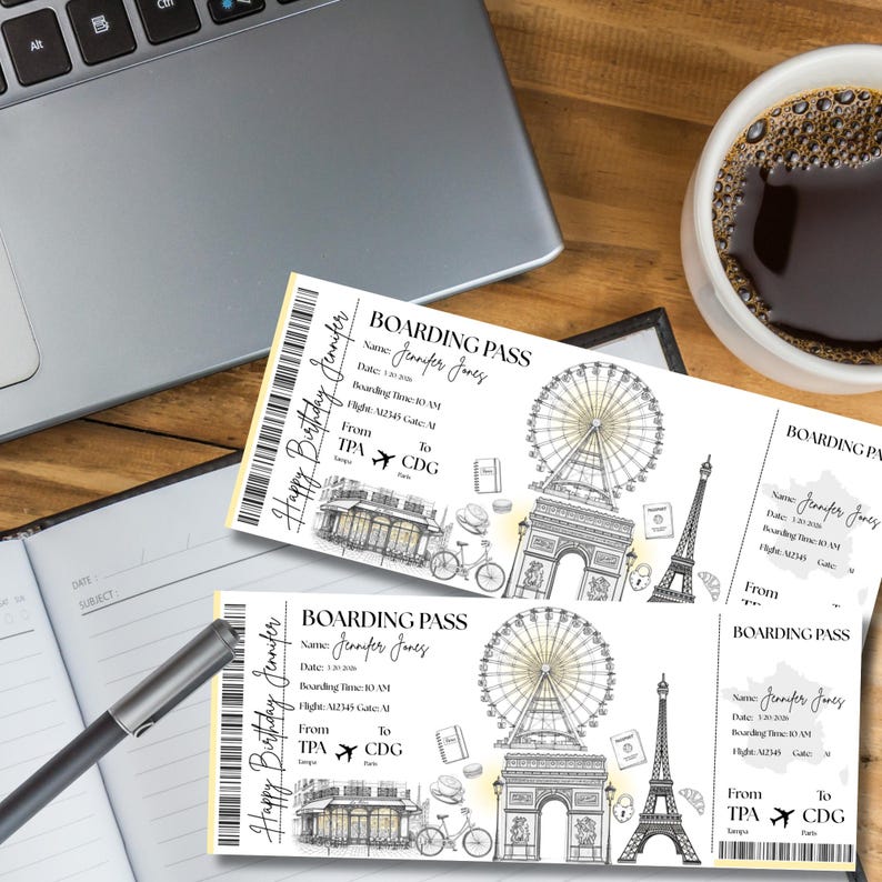 Editable Boarding Pass Template, Printable Plane Ticket, Personalized ...