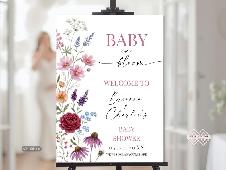 Floral Baby Shower Welcome Sign, Baby in Bloom Party Decor, Garden ...