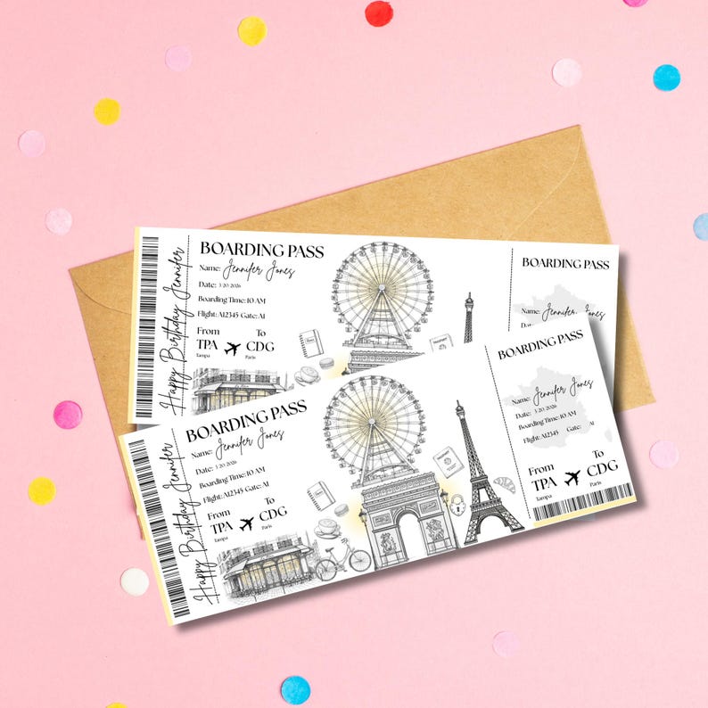 Editable Boarding Pass Template, Printable Plane Ticket, Personalized ...