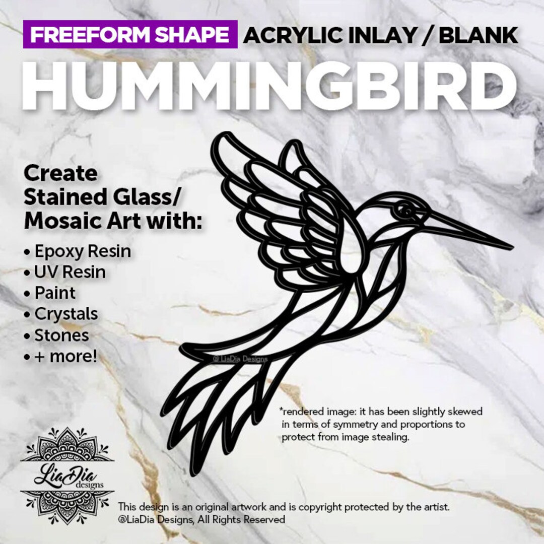 Hummingbird Freeform Shape Laser Cut Black Acrylic Template Blank Ideal ...