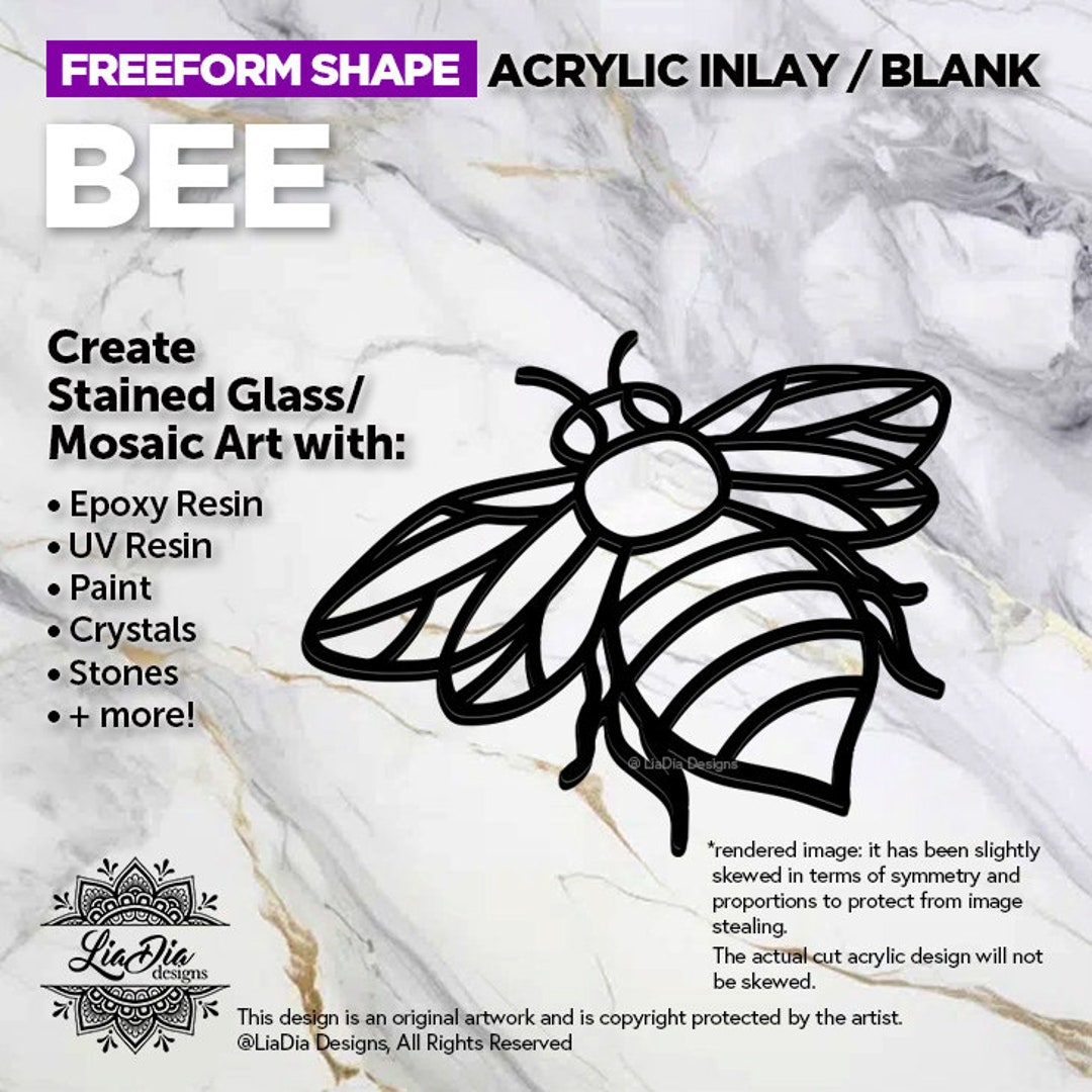 Bee Freeform Shape Laser Cut Black Acrylic Template Blank Ideal for UV ...