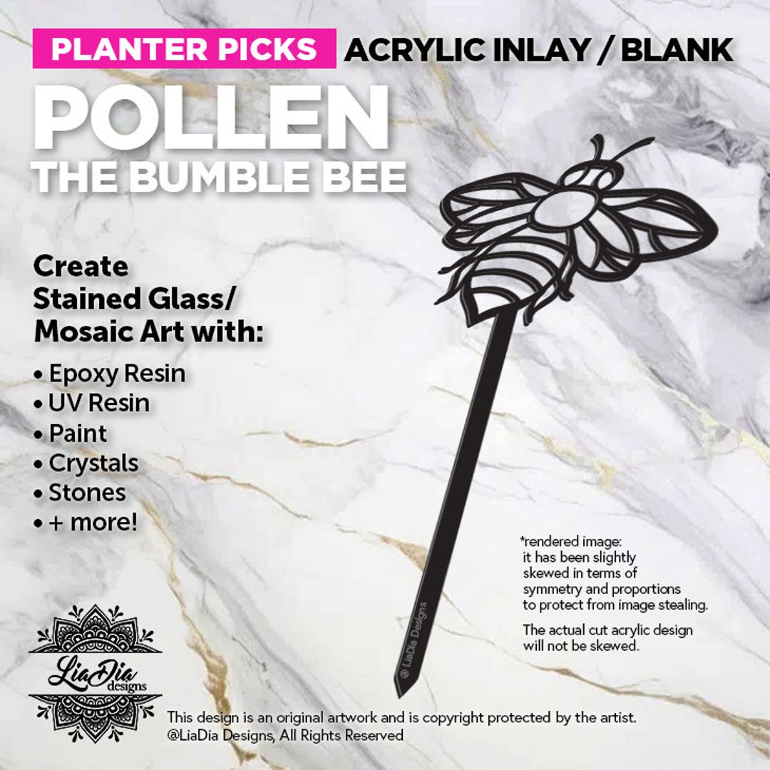 Pollen the Bee - Planter Pick Silhouette - Laser Cut Black Acrylic ...