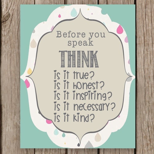 Before You Speak THINK Poster School Counselor Counseling - Etsy