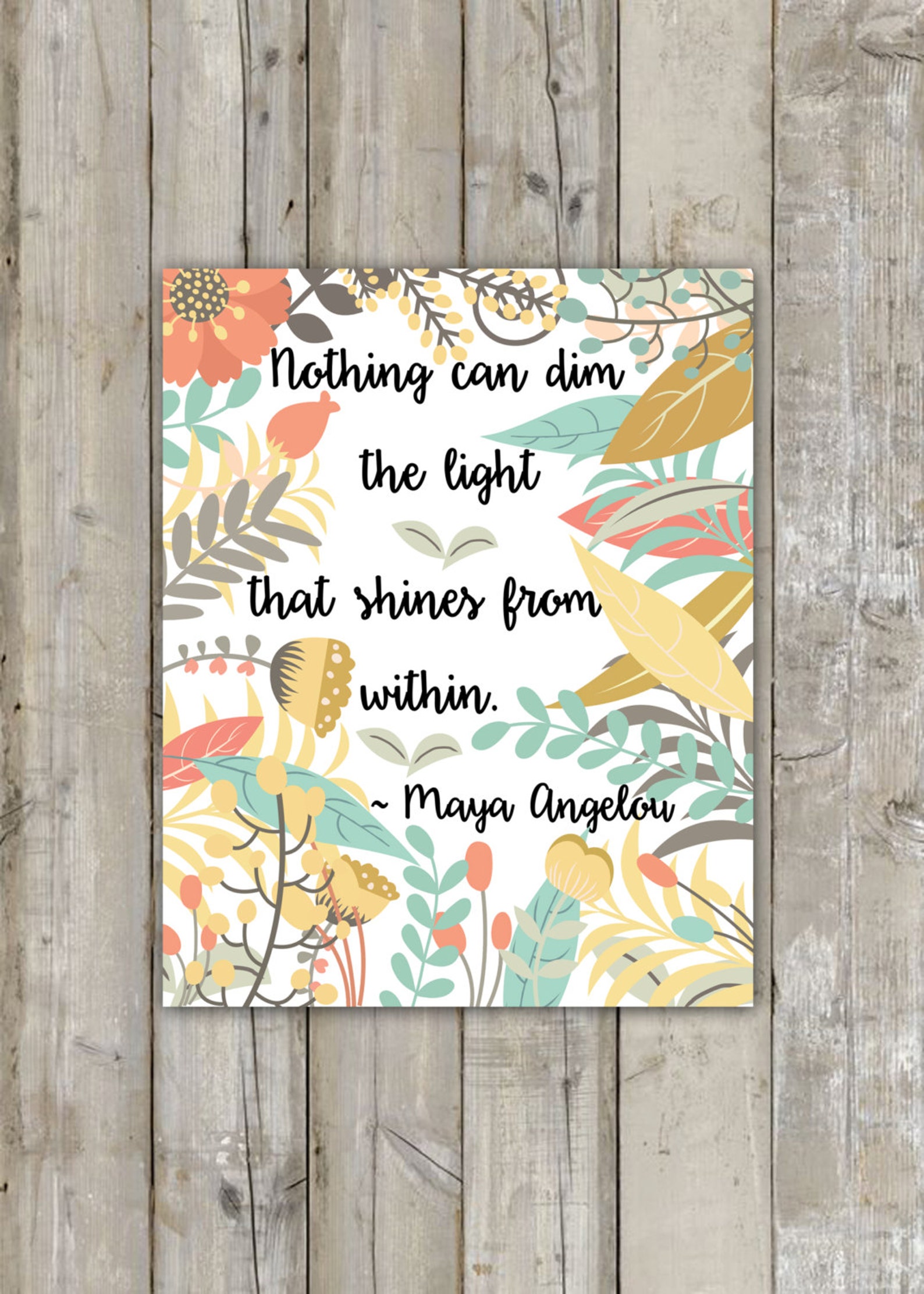 Wall Decor Quote Prints Maya Angelou Poetry Positive Art Baby Nursery ...