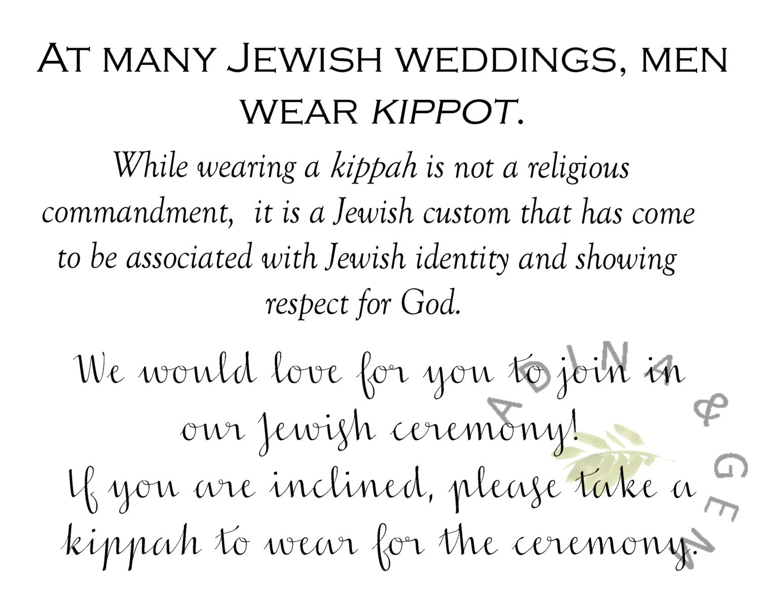 Jewish Wedding Take a Kippah Kippot Yarmukke Multi Mixed Marriage ...