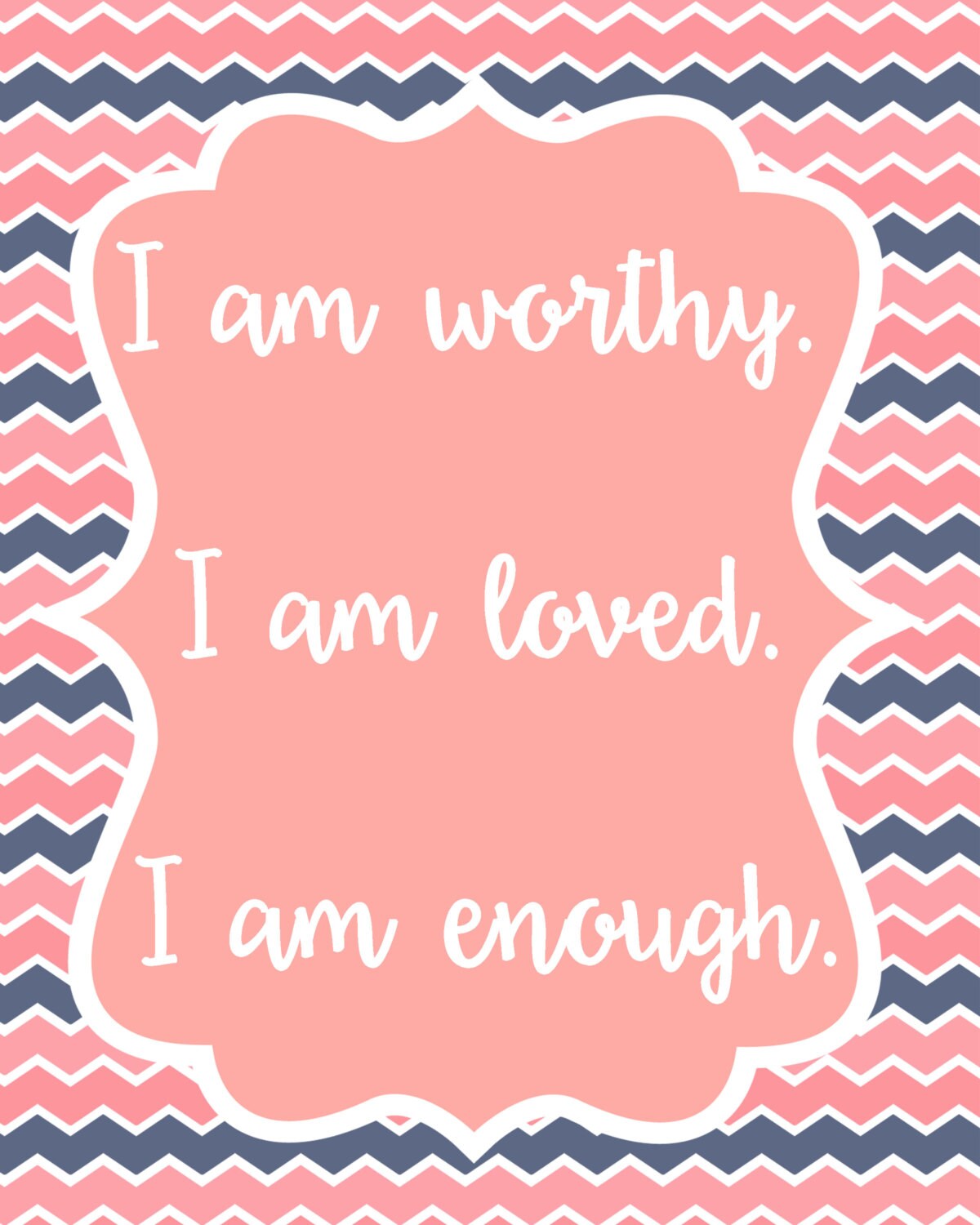 I Am Worthy Poster Positive Affirmation Wall Decor Quote Prints Art ...