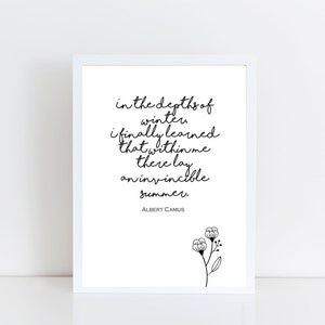 In the Depths of Winter Albert Camus Digital Print Printable Quote ...