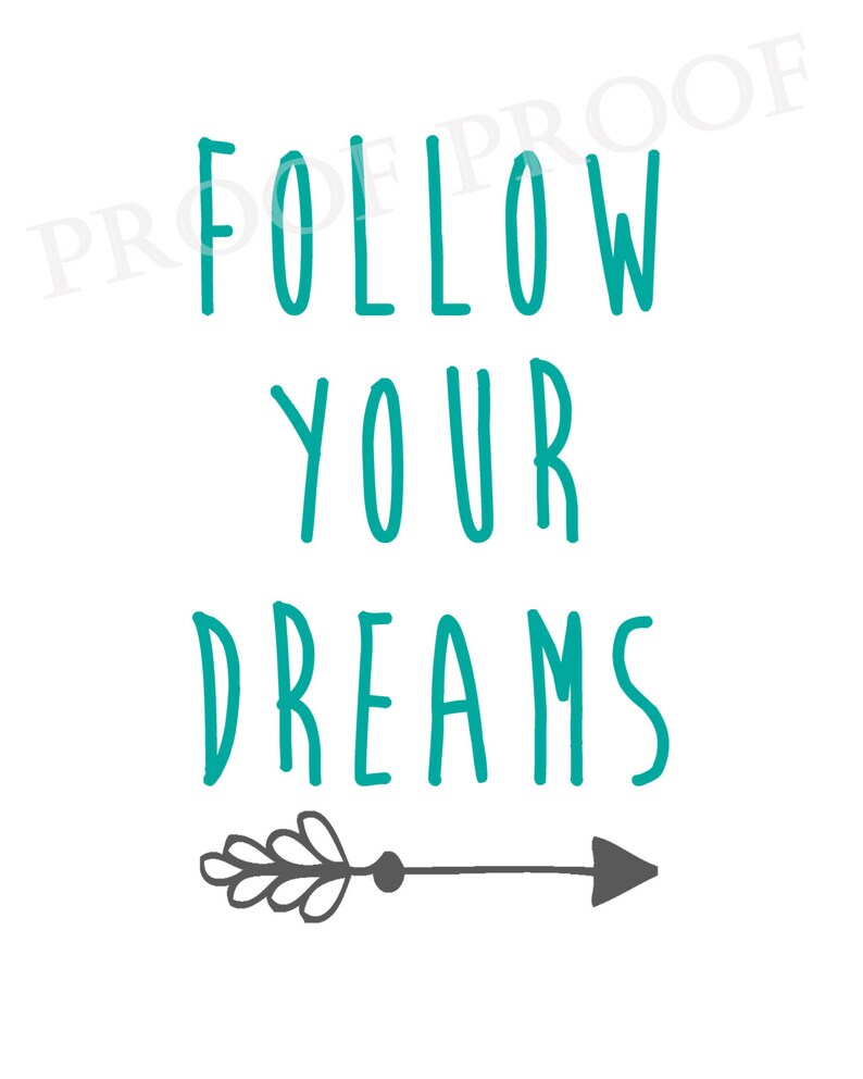 Follow Your Dreams Teal Aqua Printable Poster School Counselor ...